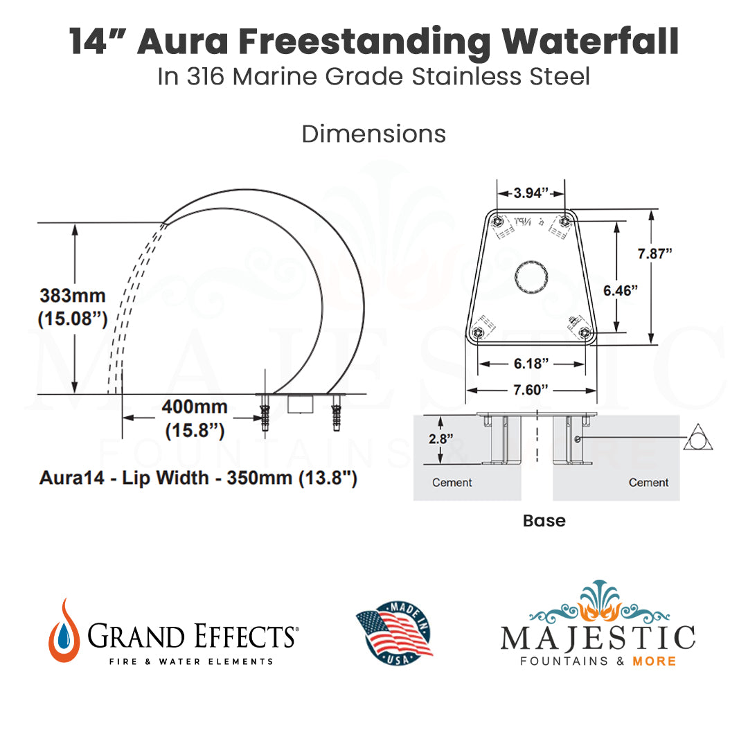Aura Freestanding Waterfall in 316 Marine Grade Stainless Steel by Gra ...