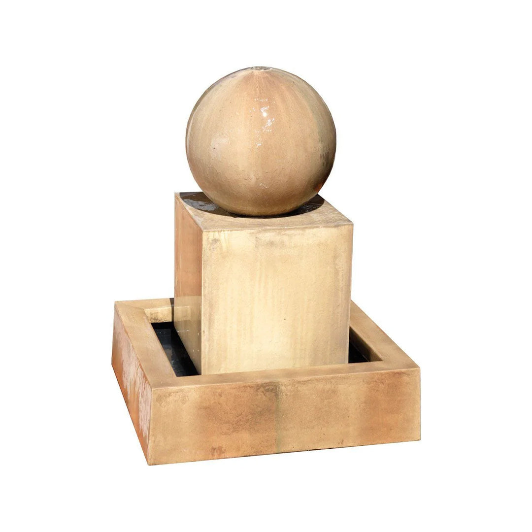 Block Fountain w Ball in GFRC by Gist G-BLKF-B — Majestic Fountains and ...