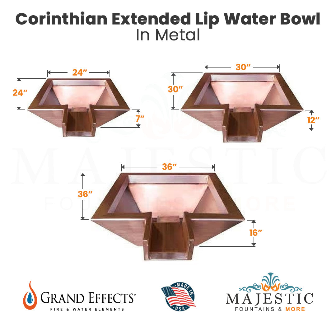 Corinthian Extended Lip Water Bowl in Metal by Grand Effects - Majestic ...