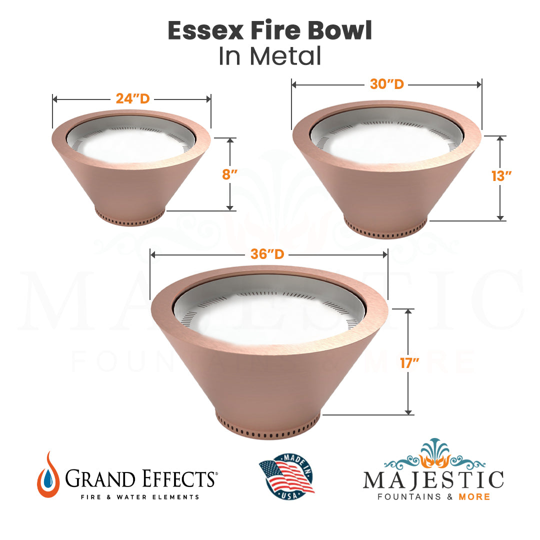 Essex Fire Bowl in Metal by Grand Effects - Majestic Fountains and More