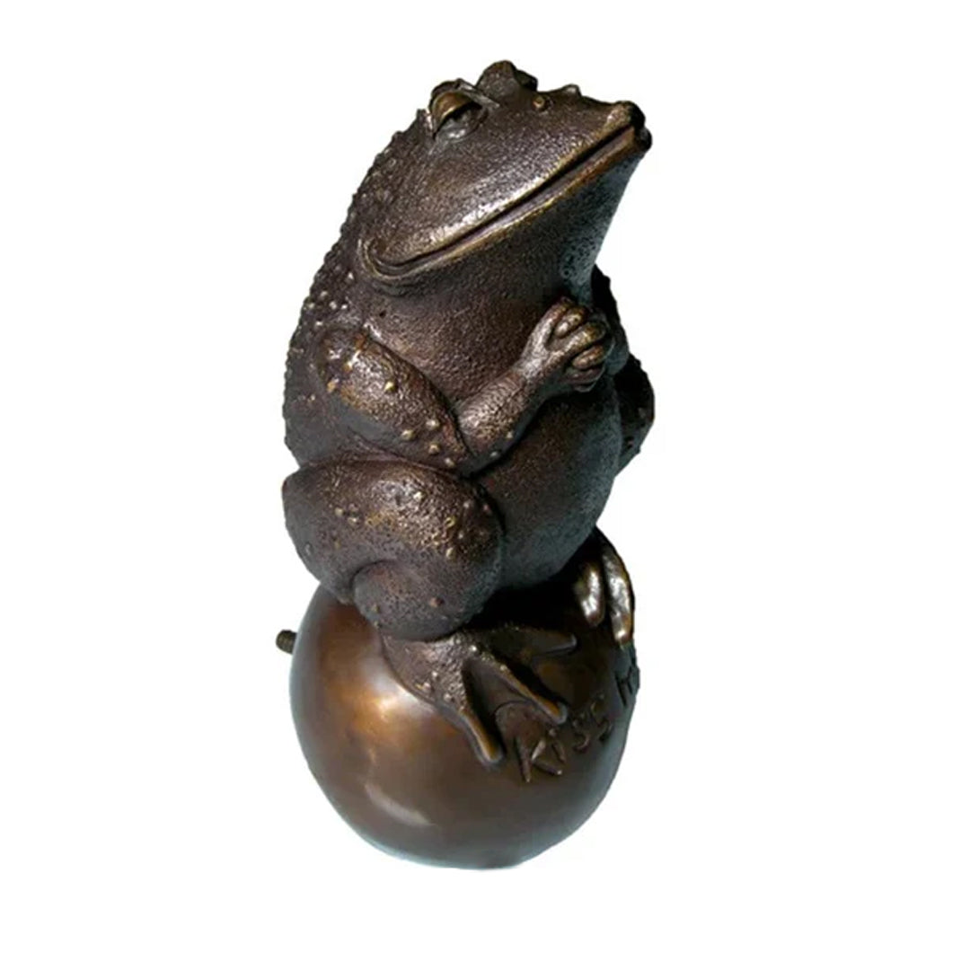 Frog Atop Sphere Bronze Fountain Sculpture — Majestic Fountains and More