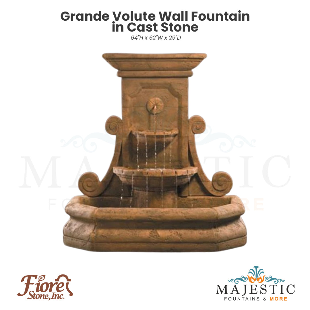 Grande Volute Wall Fountain in Cast Stone - Fiore Stone 2084-FW ...