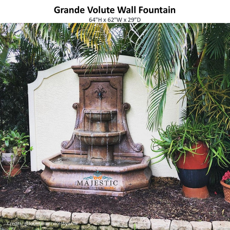 Grande Volute Wall Fountain in Cast Stone - Fiore Stone 2084-FW ...