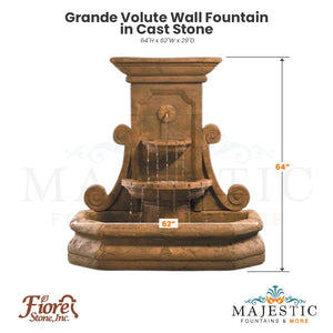 Grande Volute Wall Fountain in Cast Stone - Fiore Stone 2084-FW ...