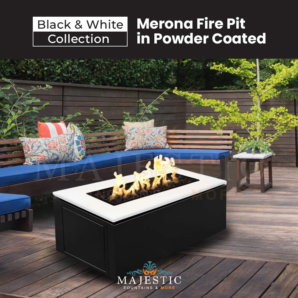 The Outdoor Plus Merona Fire Pit in Powder Coated Metal - Black & Whit ...