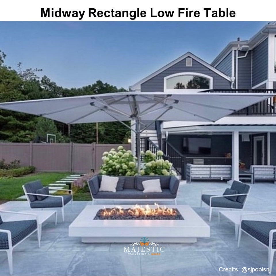 Midway Rectangle Low Fire Table in GFRC Concrete by Archpot - Majestic ...