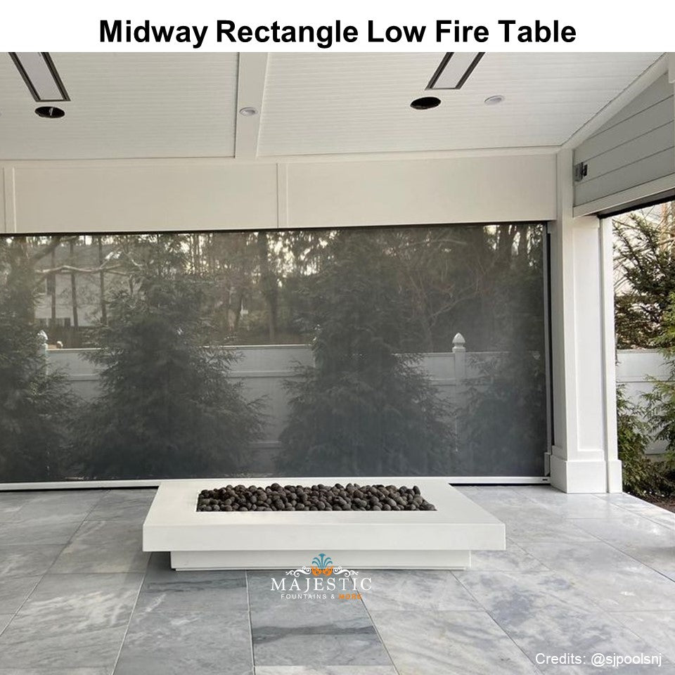 Midway Rectangle Low Fire Table in GFRC Concrete by Archpot - Majestic ...