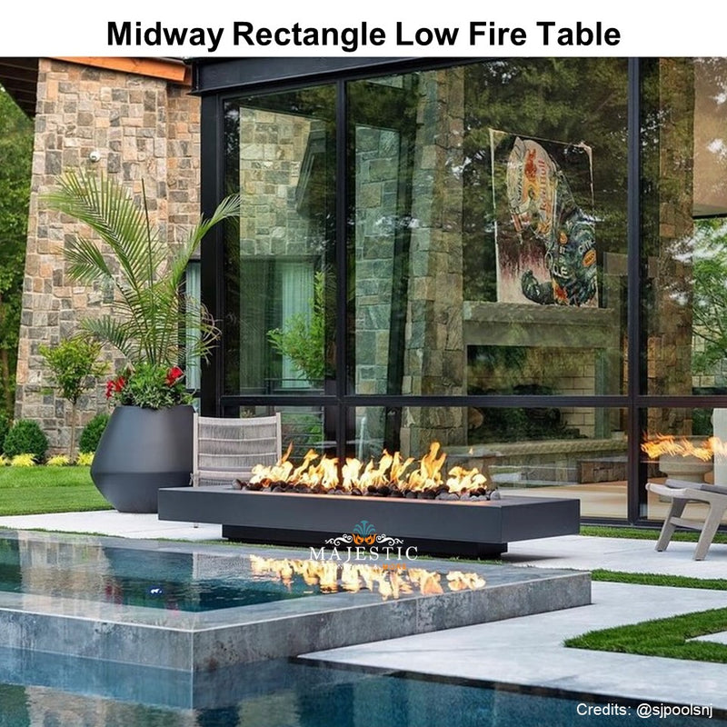 Midway Rectangle Low Fire Table in GFRC Concrete by Archpot - Majestic ...