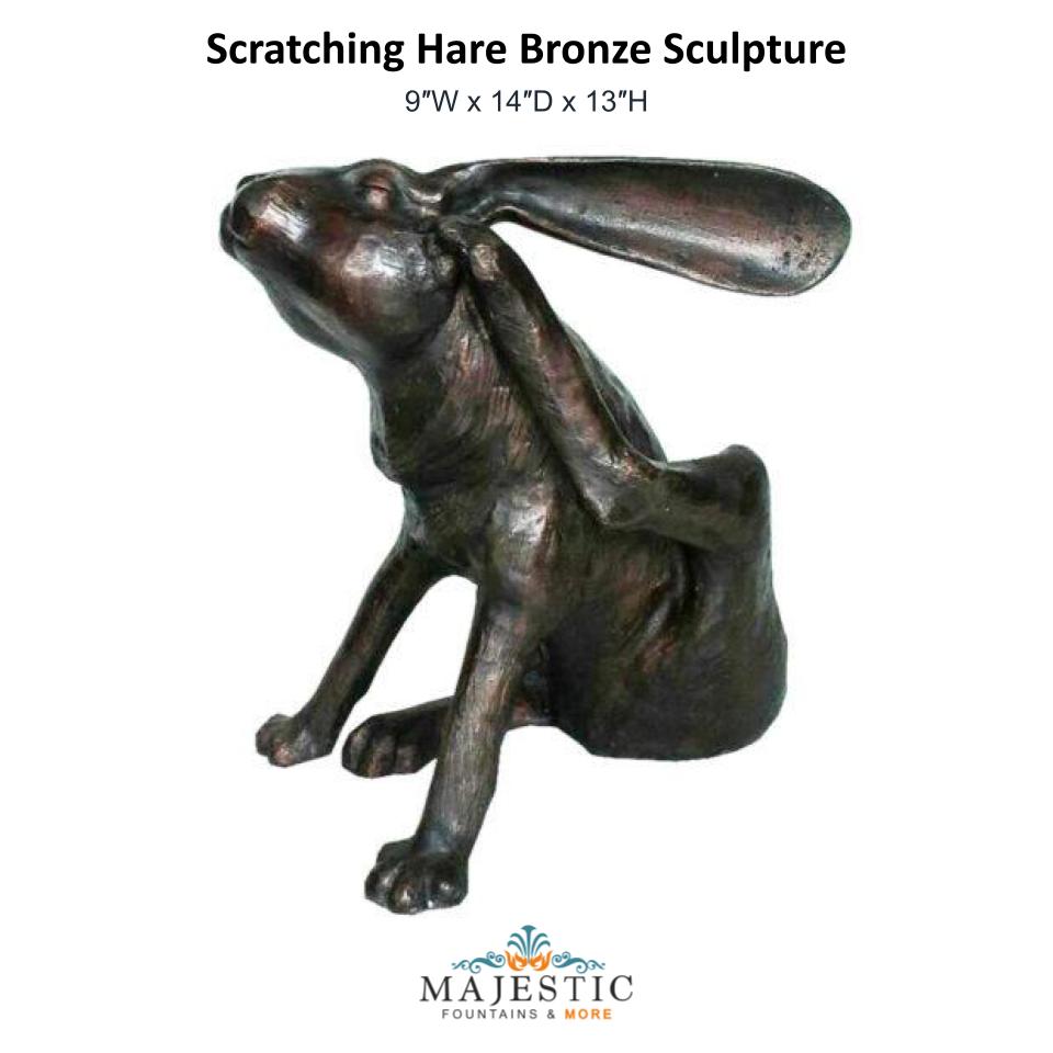 Scratching Hare Bronze Sculpture — Majestic Fountains and More