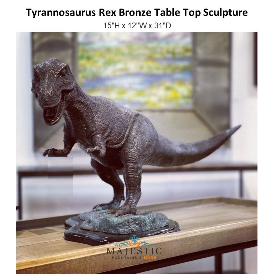 Tyrannosaurus Rex Bronze Table Top Sculpture — Majestic Fountains and More
