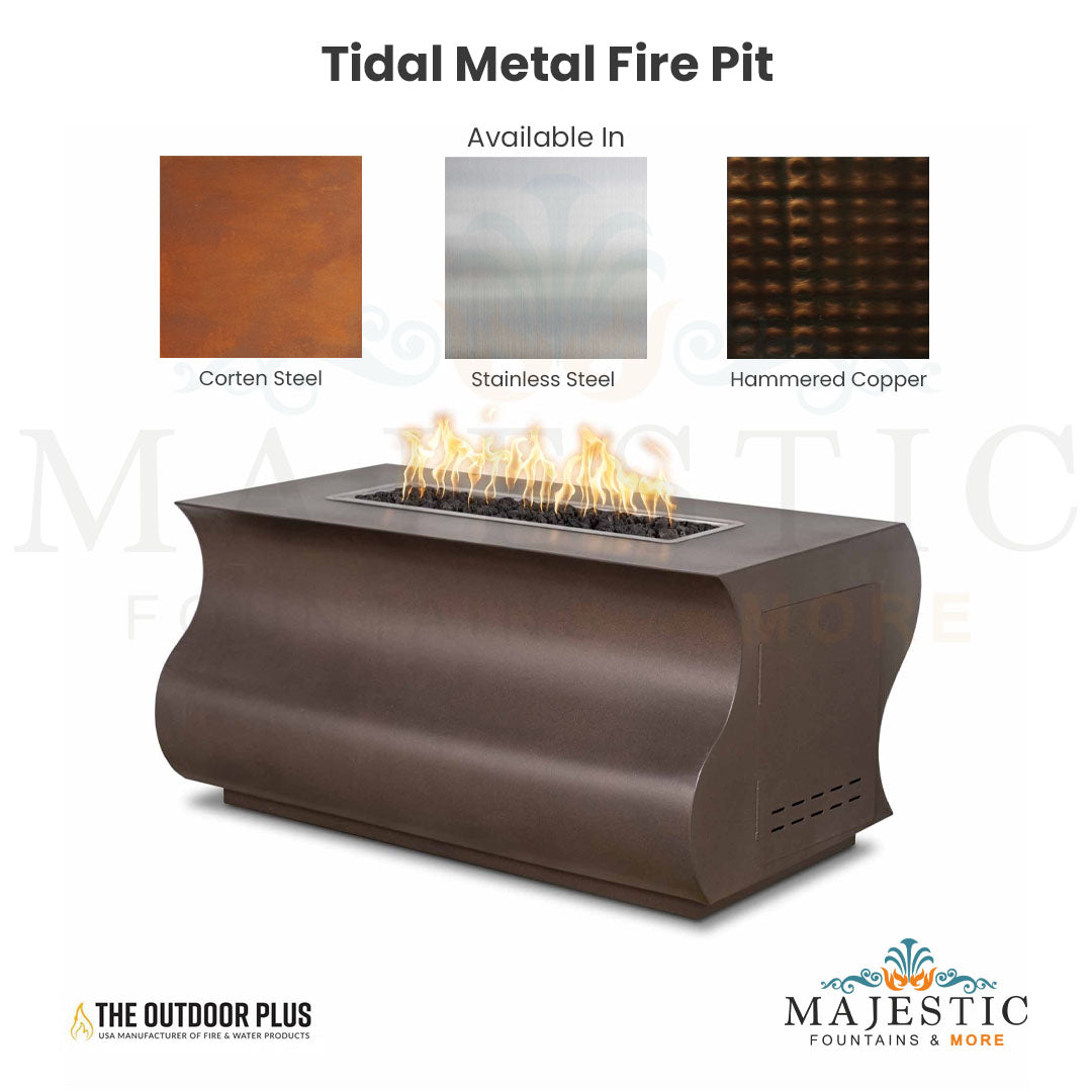 The Outdoor Plus Tidal Metal Fire Pit + Free Cover - Majestic Fountains ...