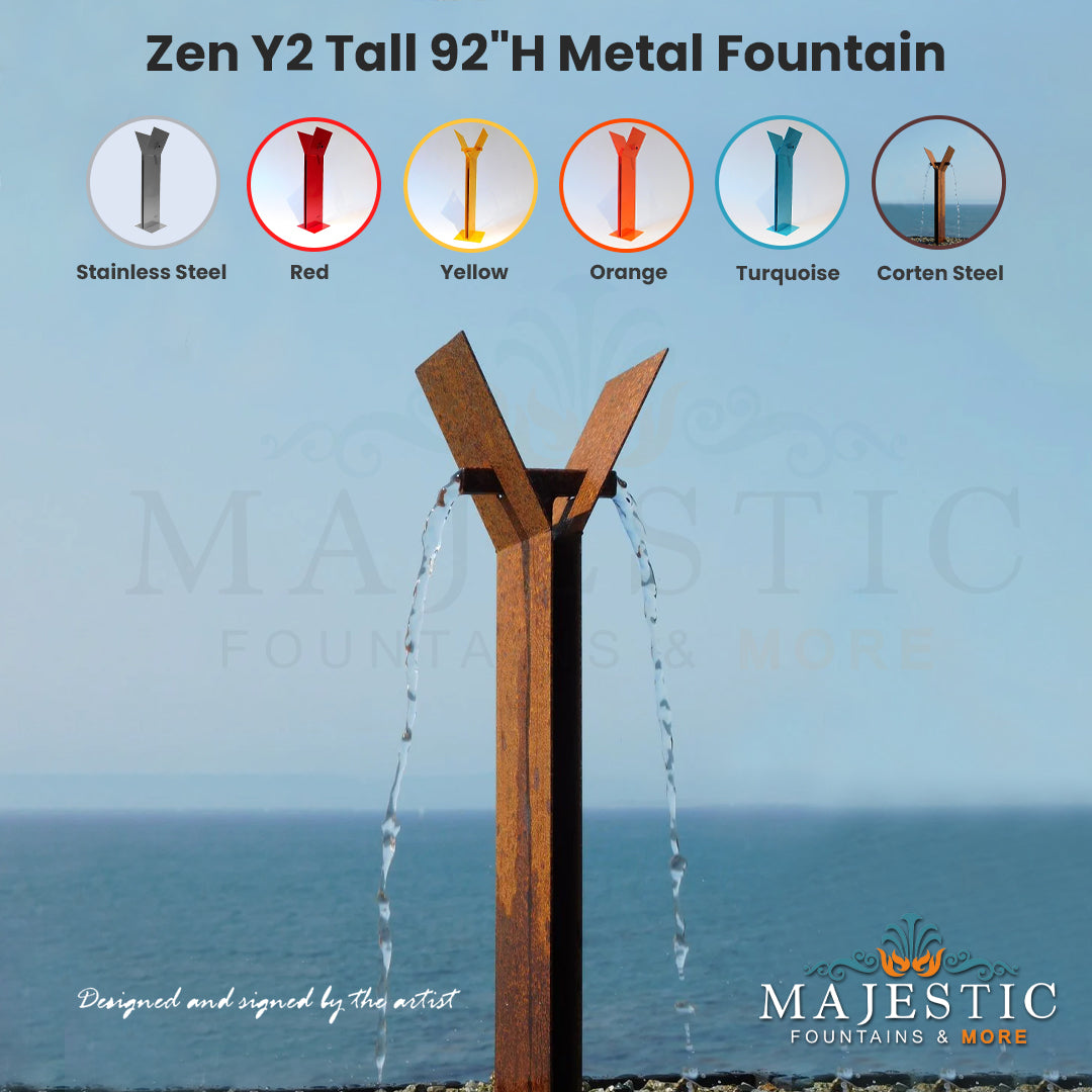 Zen Y2 Tall 92"H Metal Fountain — Majestic Fountains and More