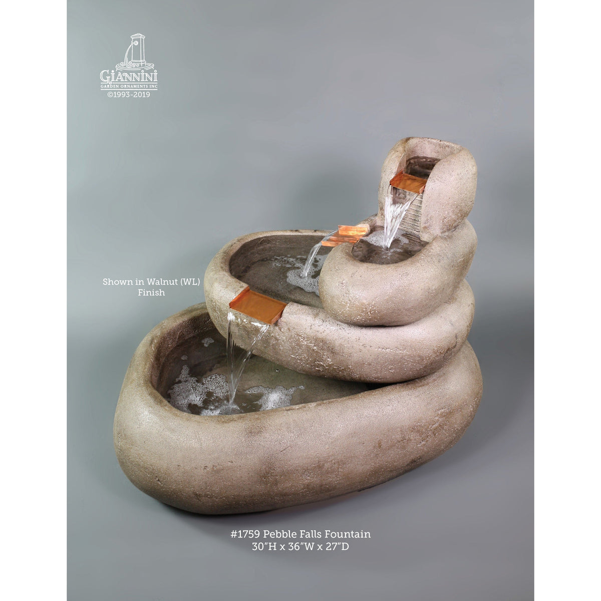 Pebble Falls Cascade Outdoor Fountain - 1759 - Majestic Fountains and More