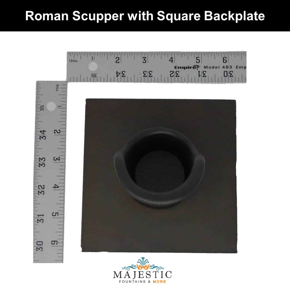 Roman Scupper with Square Backplate - Majestic Fountains and More