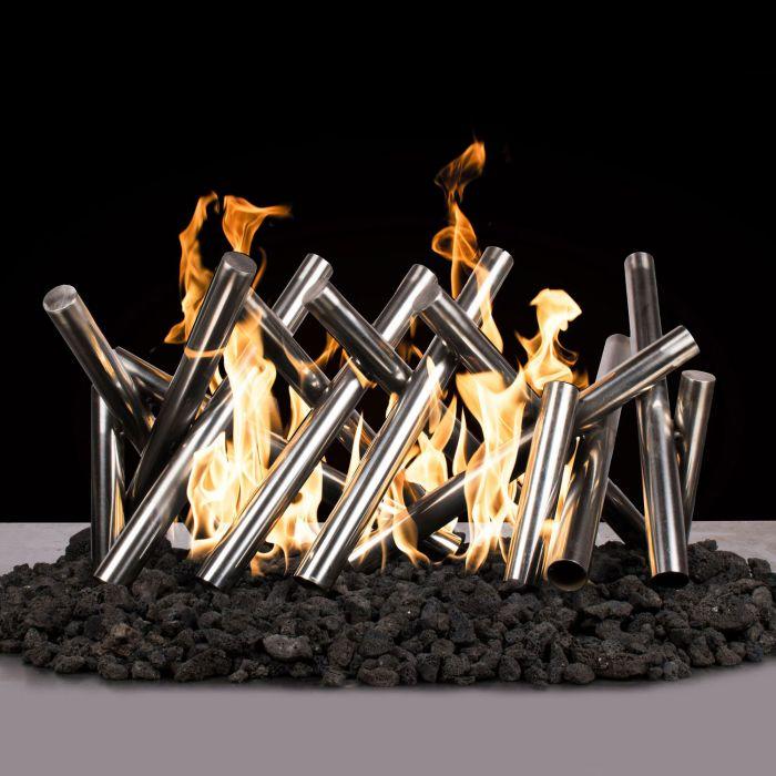 The Outdoor Plus Polished Stainless Steel Logs Fire Pit Ornament ...
